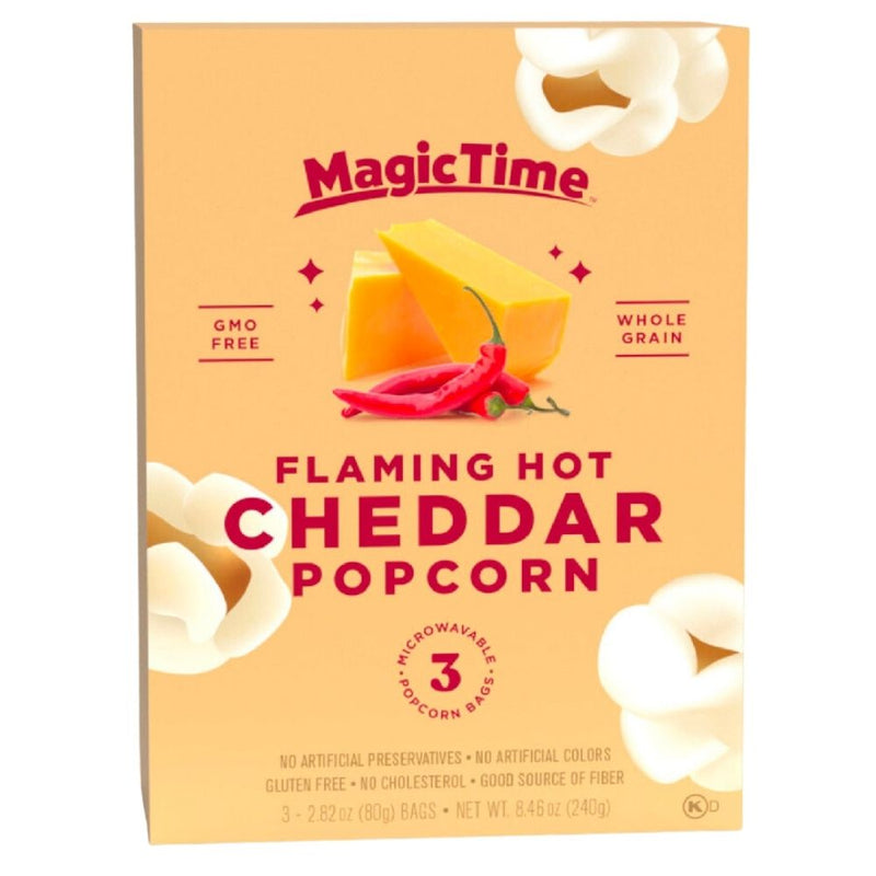 Magic Time Flaming Hot Cheddar Popcorn - popcorn al cheddar piccante da ...
